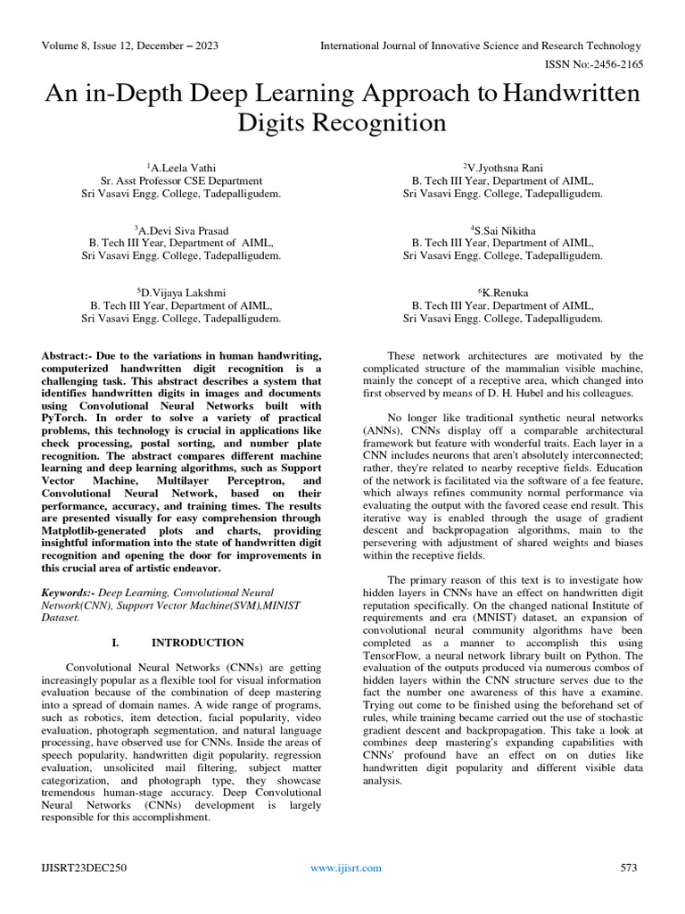 An In-Depth Deep Learning Approach To Handwritten Digits Recognition ...