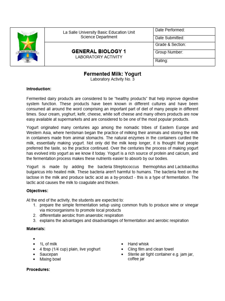 Yogurt Fermentation: Pros and Cons | PDF | Yogurt | Milk