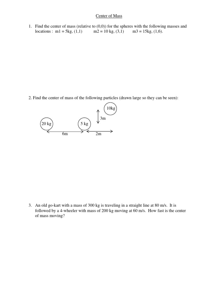 Physics: Center of Mass Problems | PDF