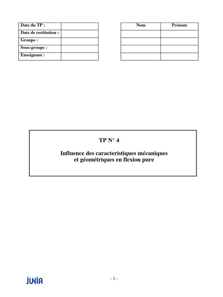 TP4 - Influence Des Caractéristiques Mécaniques Et Géométriques en ...
