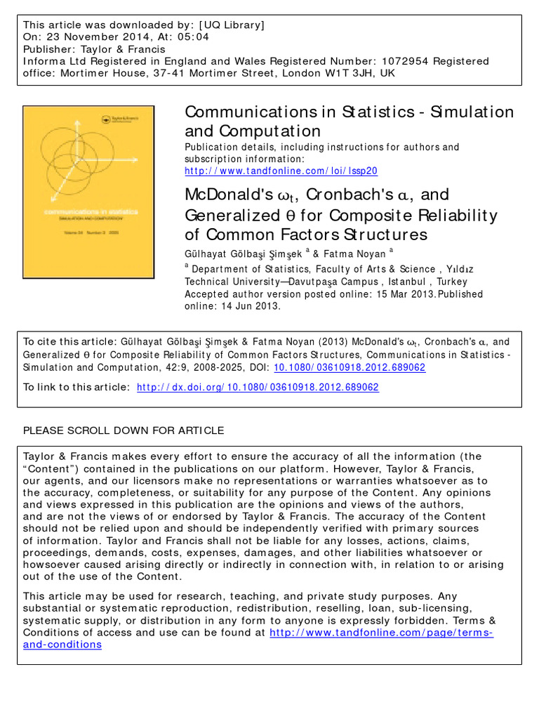 Communications In Statistics Simulation And Computation ω α And θ