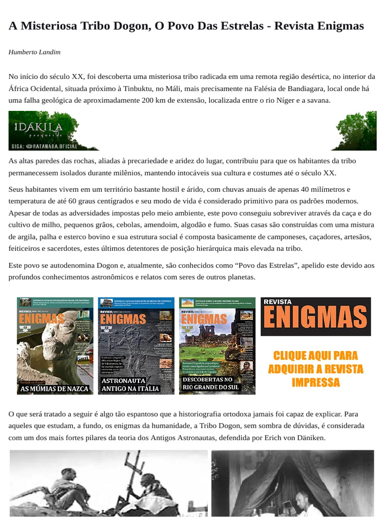 A Misteriosa Tribo Dogon, O Povo Das Estrelas - Revista Enigmas | PDF | Estrelas | Planetas