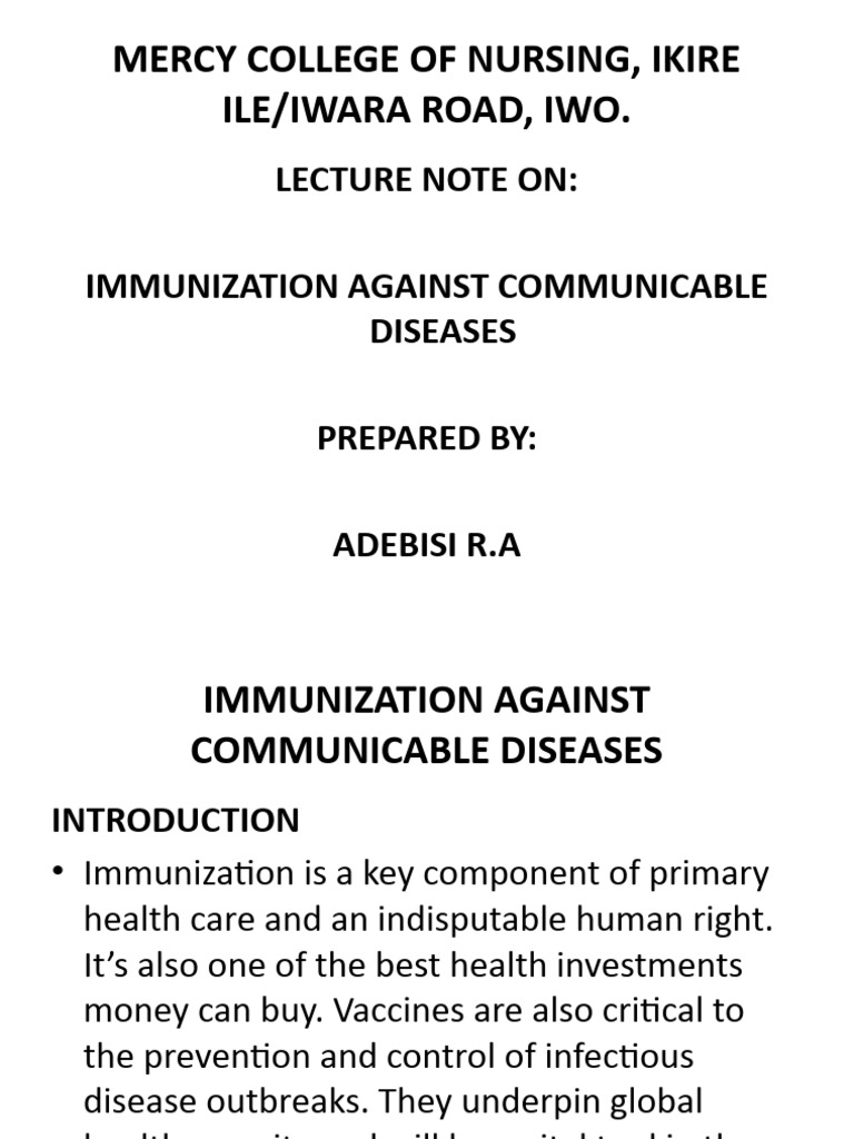Immunization Against Communicable Diseases | Download Free PDF ...