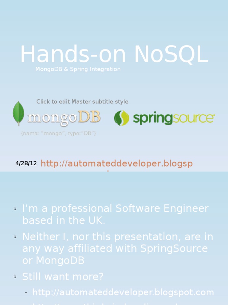 Hands-On Nosql: Mongodb & Spring Integration | PDF | No Sql | Spring Framework