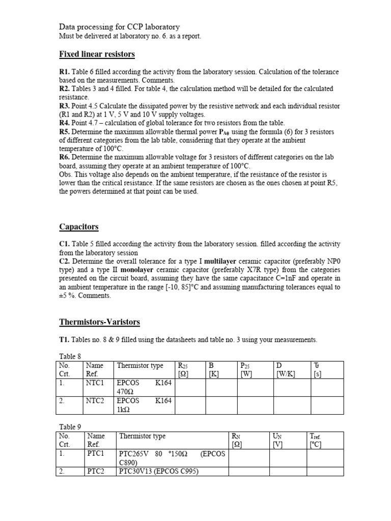 Data Processing For CCP Laboratory | PDF | Resistor | Capacitor
