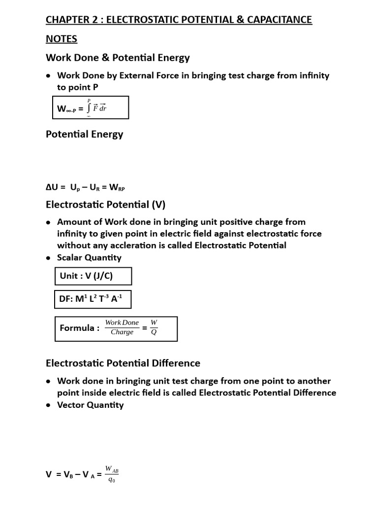 CHP 2 Physics | PDF | Capacitor | Electrostatics