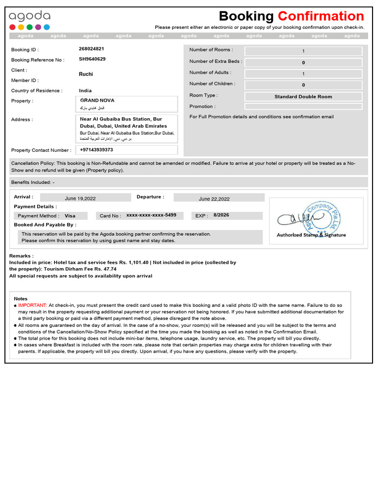 Isha Rani Hotel Voucher | PDF | Payments