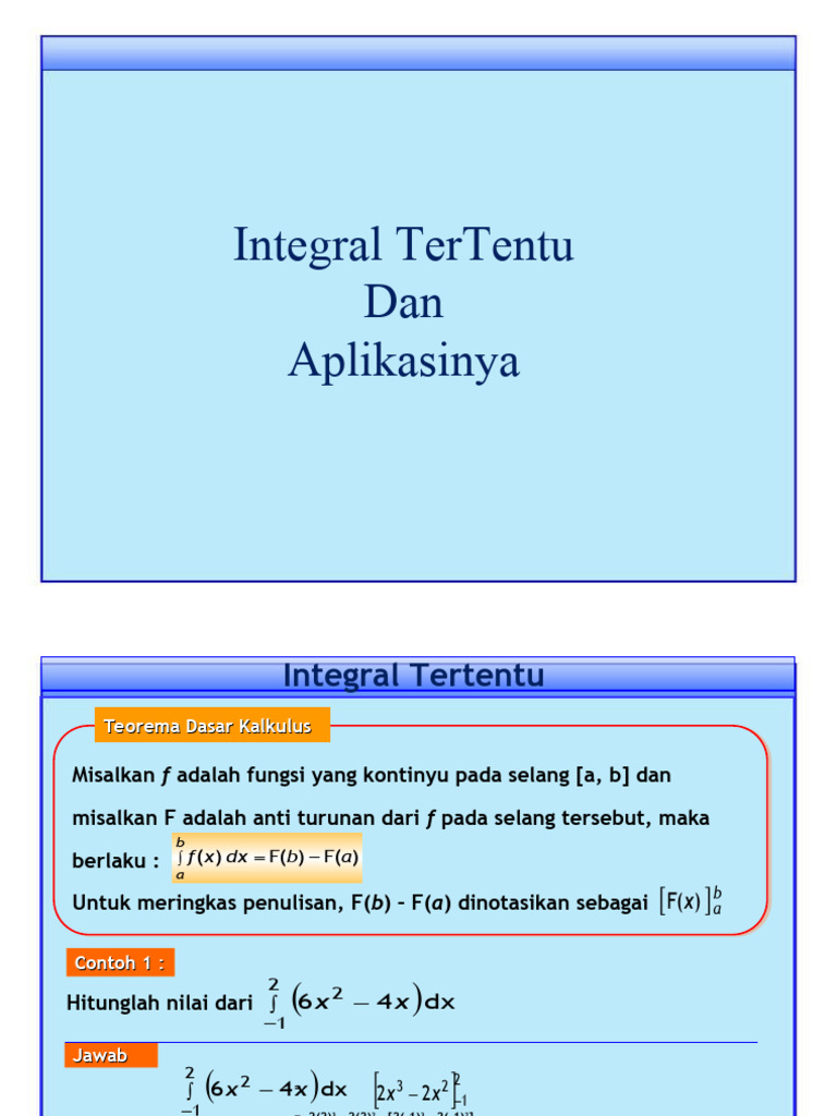 Integral Tertentu & Aplikasinya-Ui | PDF
