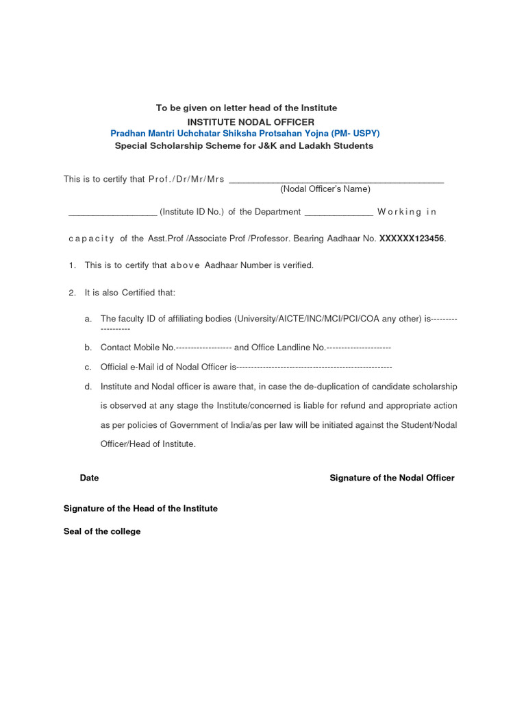 Format of Nodal Officer | PDF