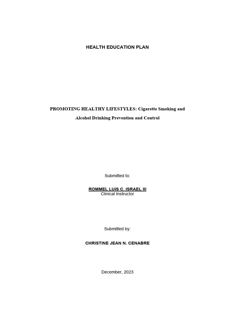 Health Education Plan | PDF | Knowledge | Health Education