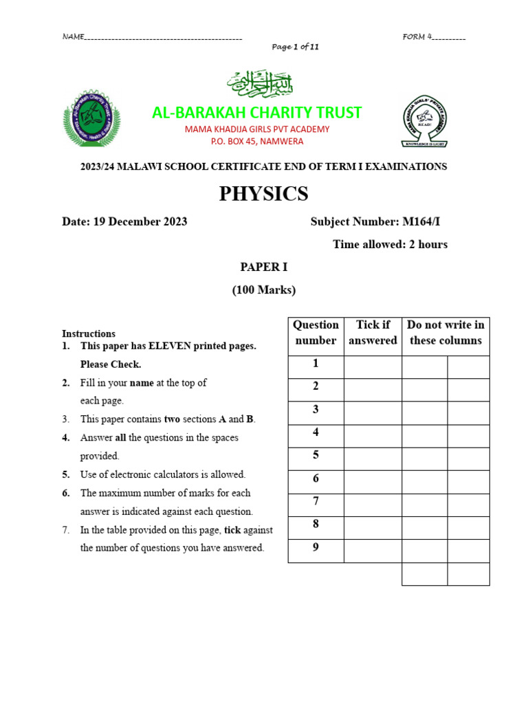 Saidi Phy F4 Paper I | PDF | Force | Mass