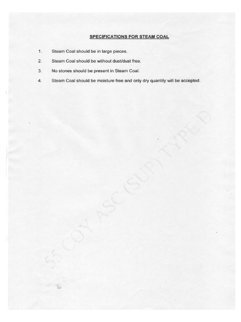 Specification Steam Coal | PDF