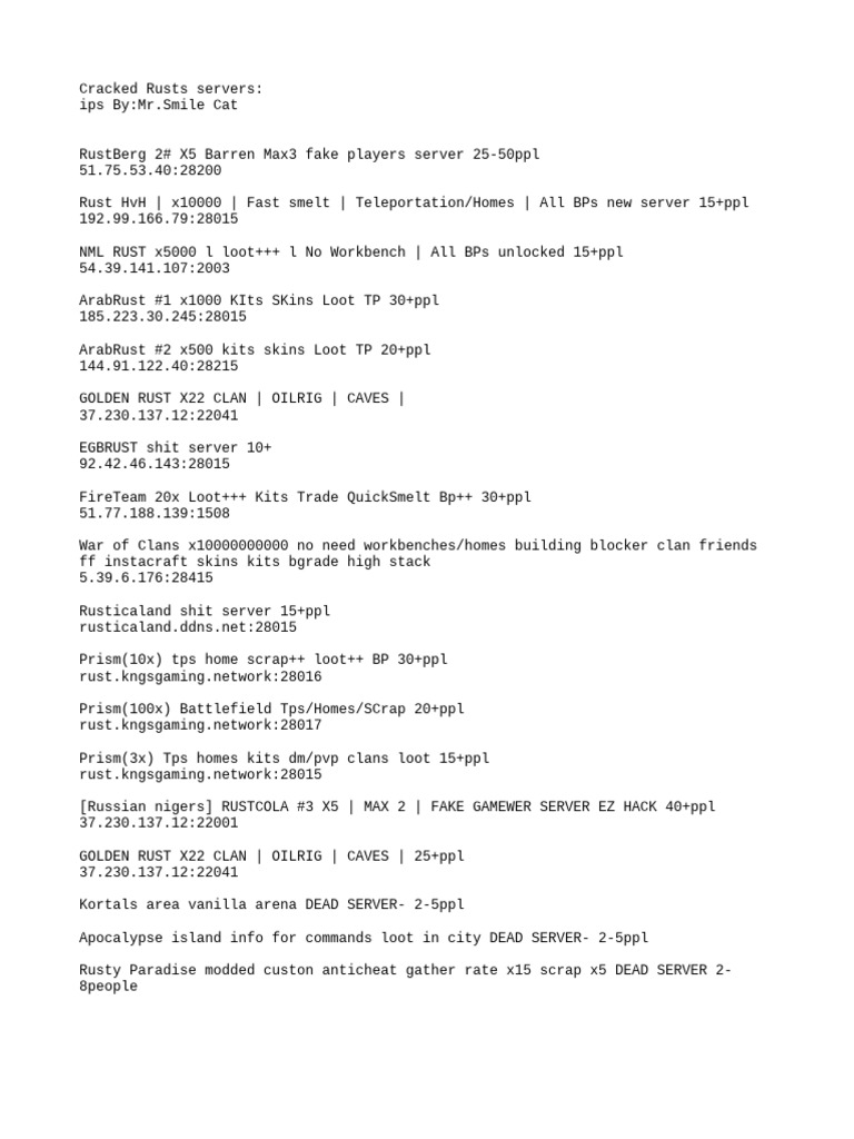 Cracked Rust Server List | PDF