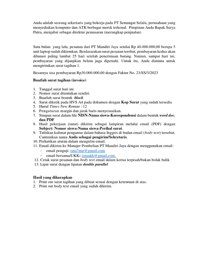 Latihan Surat Tagihan | PDF