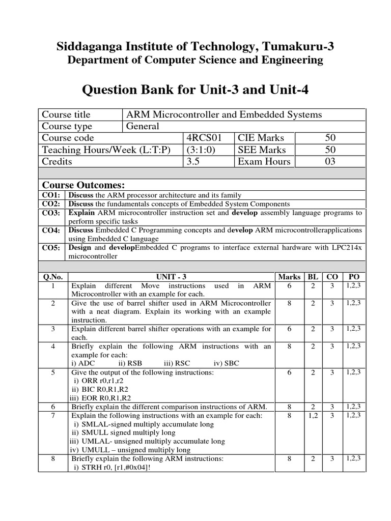 ARM Microcontroller Exam Guide | PDF | Teaching Methods & Materials | Computers