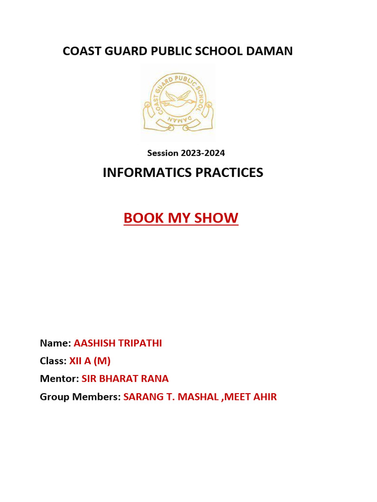 Book My Show: Informatics Practices | PDF | Relational Database | My Sql