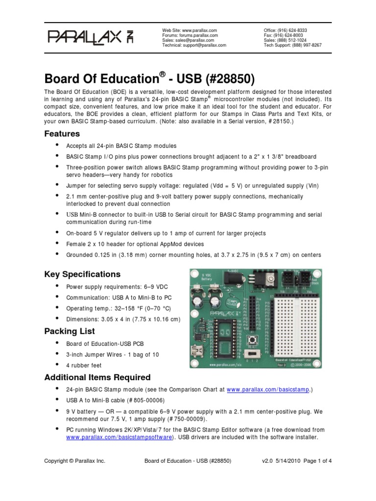 Basic Stamp Manual | PDF | Electrical Connector | Usb