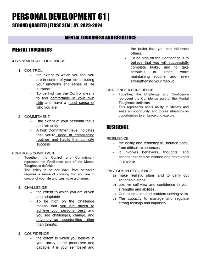 PERDEV 61 Handout | PDF | Stress (Biology) | Somatosensory System