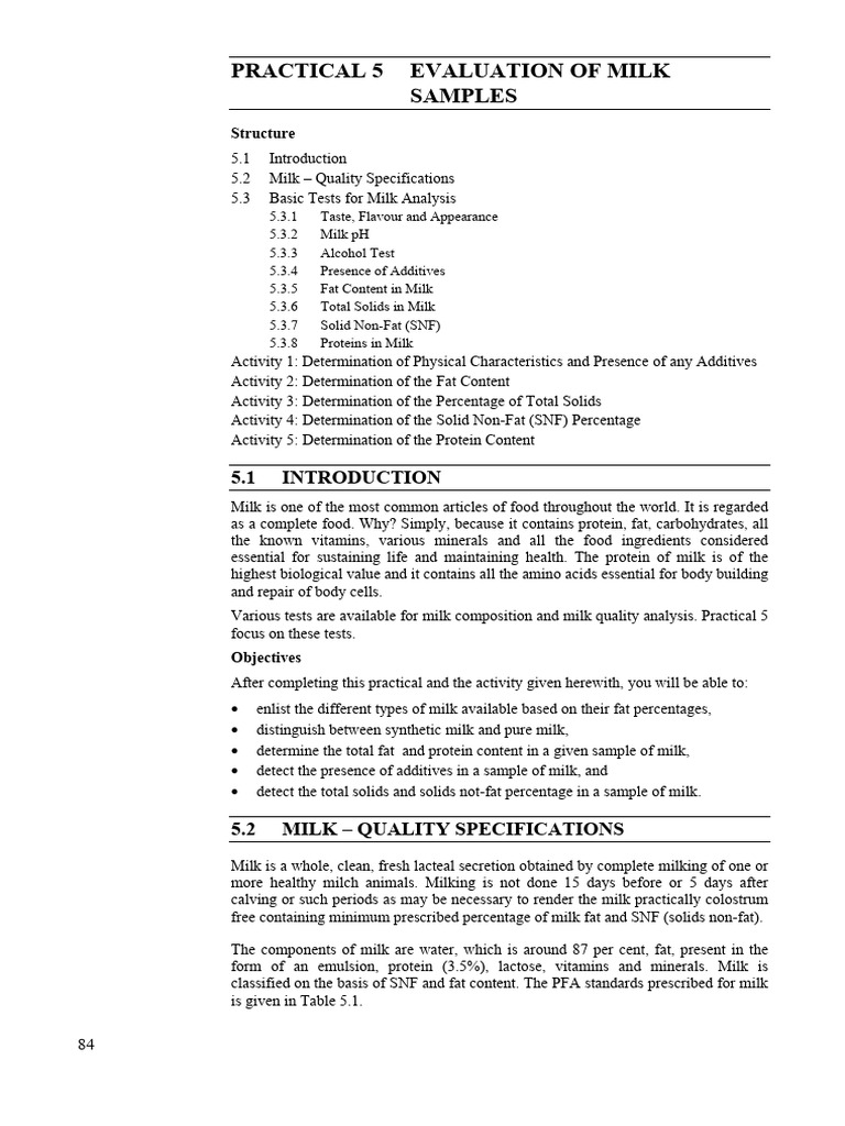 Practical 5 PDF | PDF | Milk | Materials