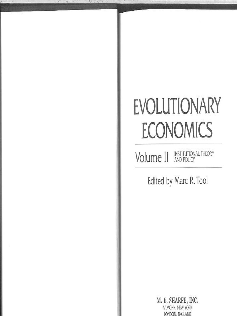Marc R. Tool - Evolutionary Economics - Institutional Theory and Policy ...