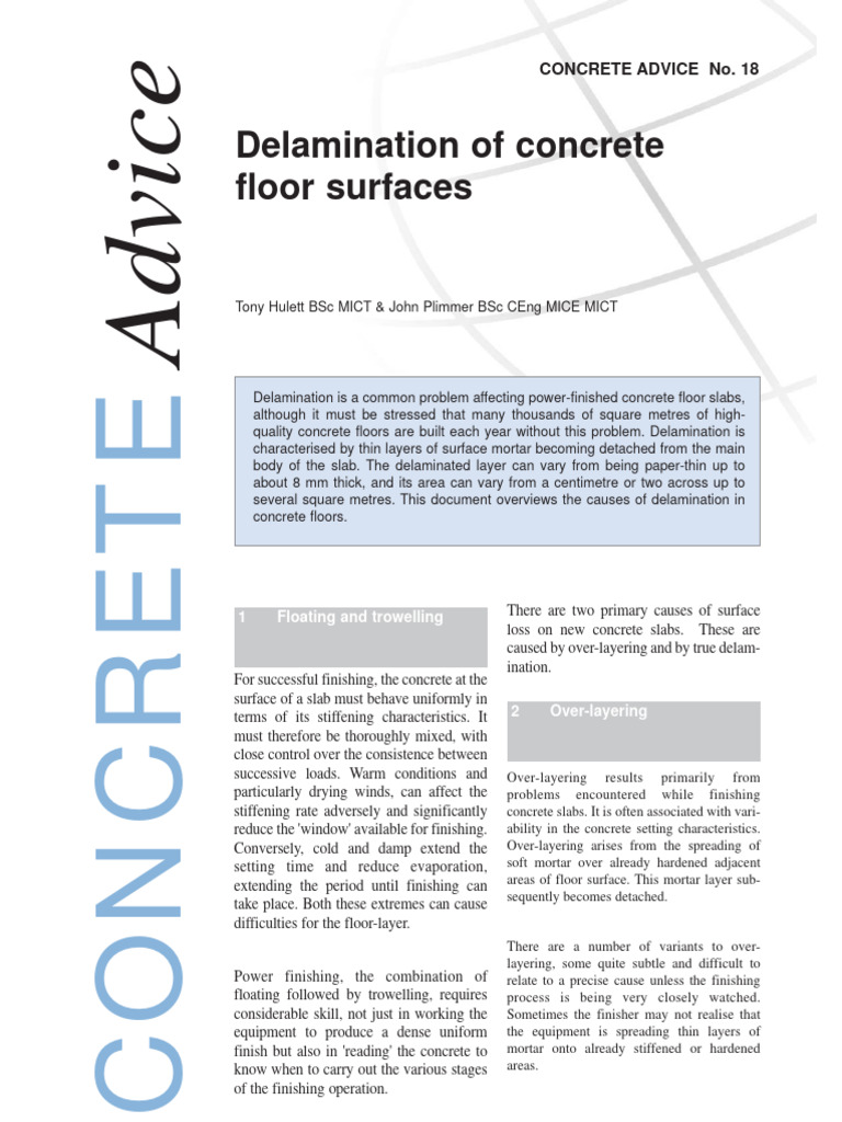 18 - Delamination of Concrete Floors PDF | PDF | Concrete | Mortar (Masonry)
