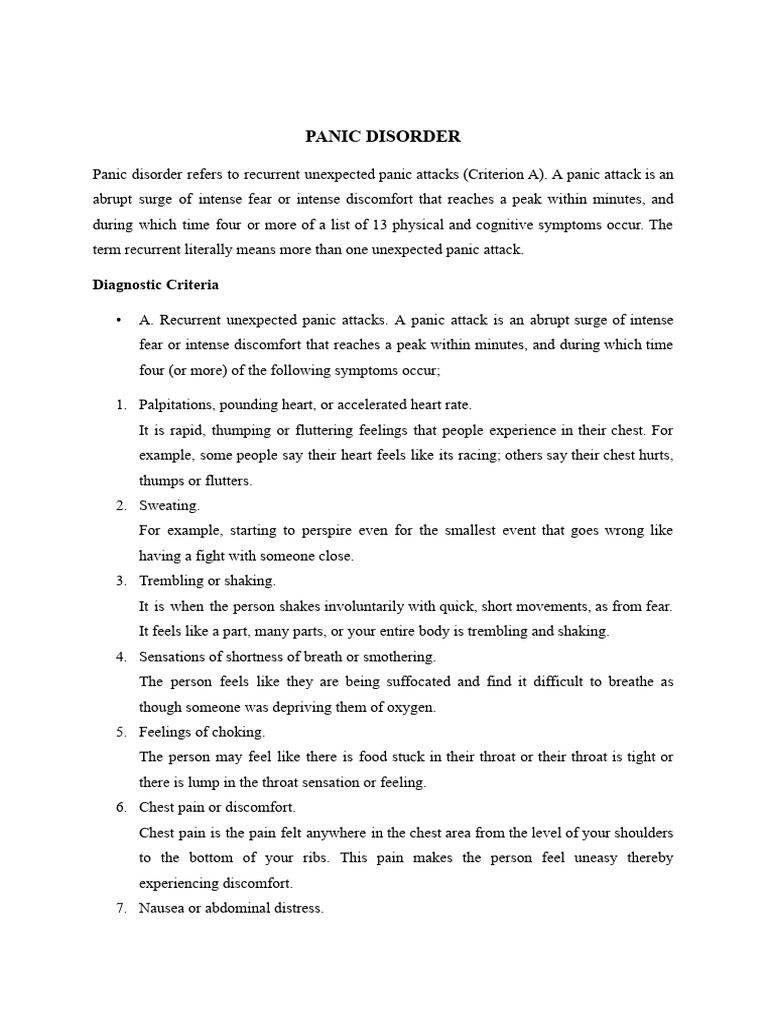 Panic Disorder 1 | PDF | Panic Attack | Anxiety