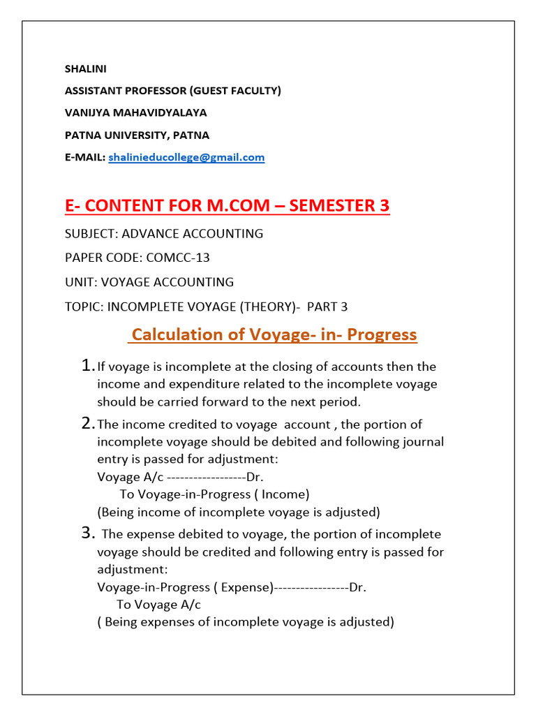 Incomplete Voyage Accounting Guide | PDF | Business | Science & Mathematics