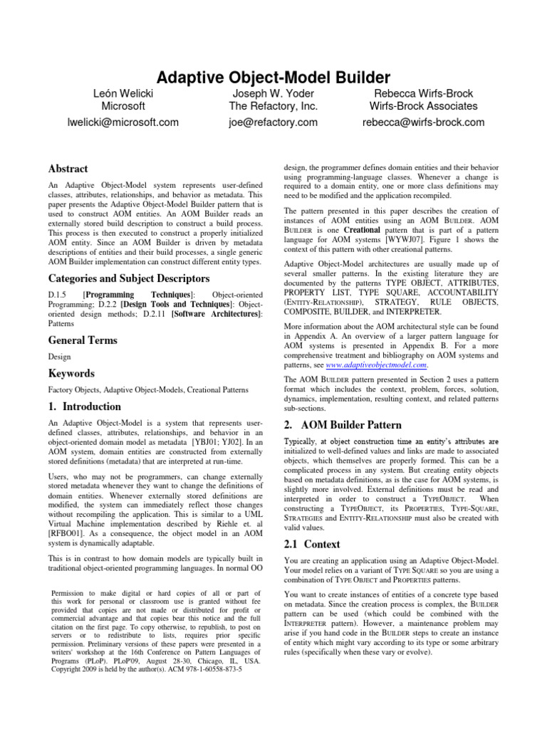 Adaptive Object Model Builder PDF | PDF