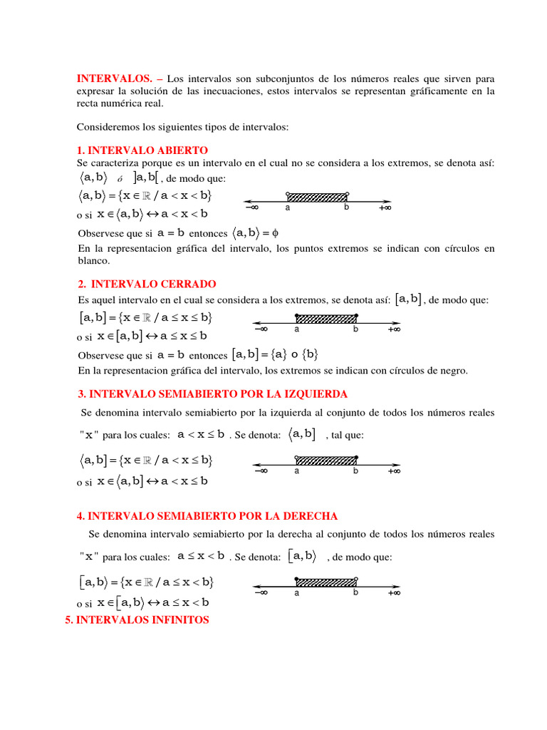 Matematica Sistema de Numeros Reales - Teoria PDF | PDF | Intervalo (Matemáticas) | Conjunto ...