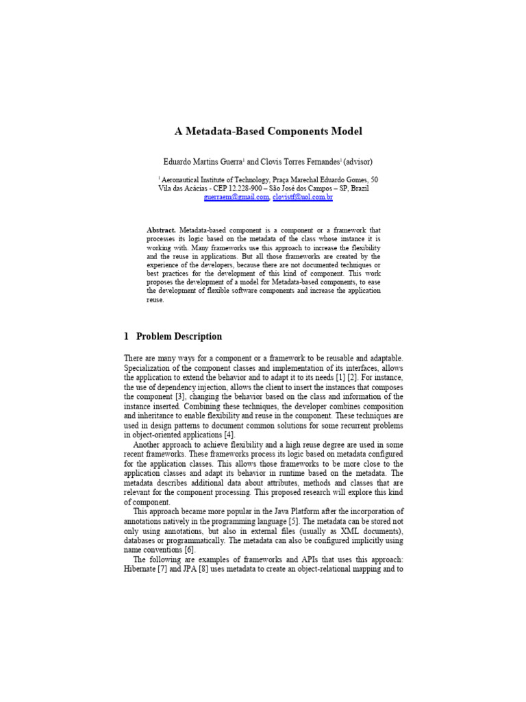 A Metadata Based Components Model PDF | PDF | Component Based Software Engineering | Software ...