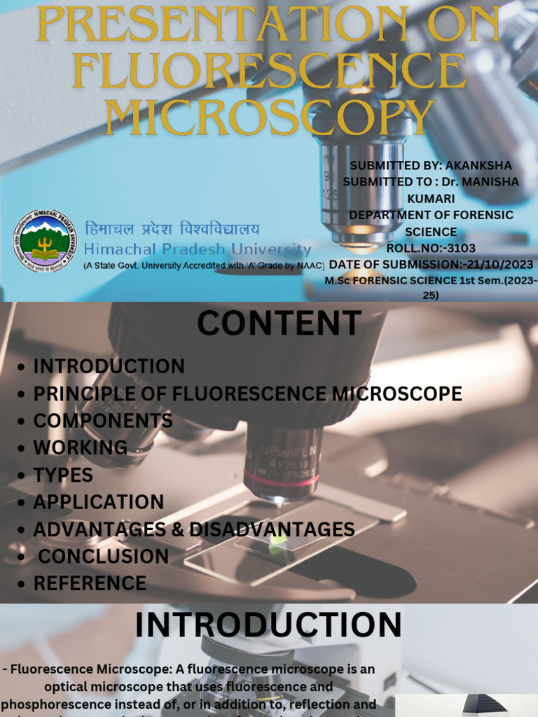 Presentation On Fluorscence Micros | PDF | Fluorescence Microscope | Microscopy