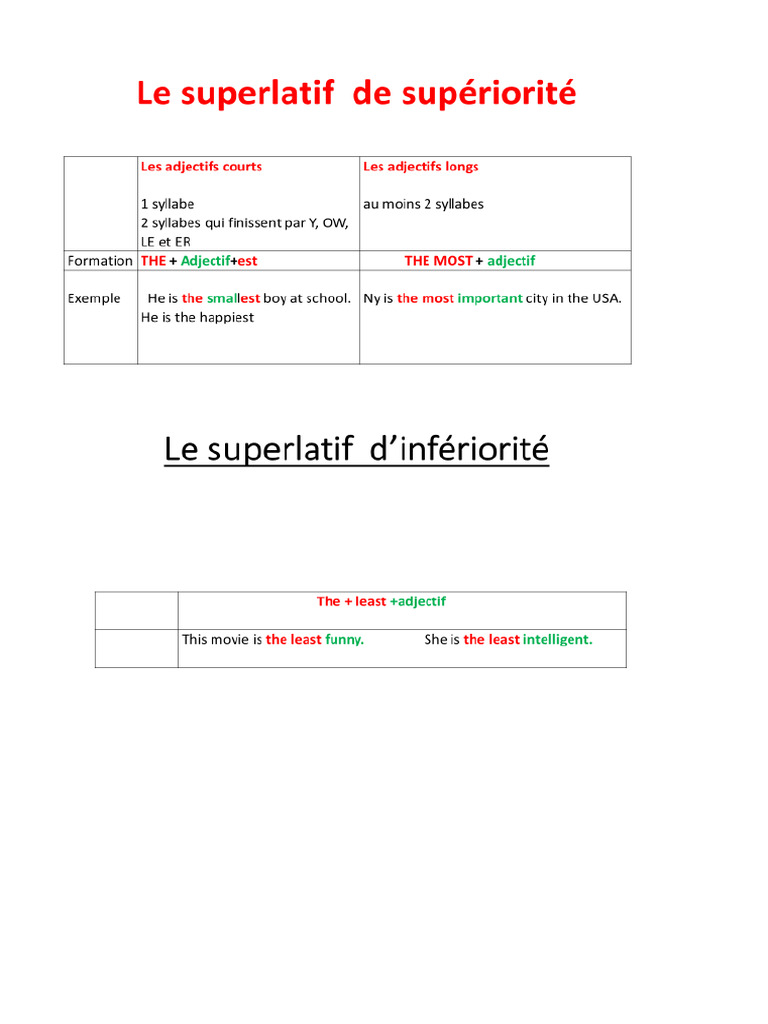 Superlatif Cours | PDF