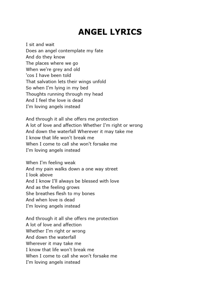 Angel Lyrics | PDF | Religion & Spirituality