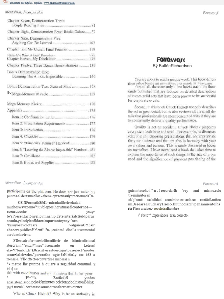 Chuck Hickok Mentalism Incorporated 2 PDF Free 1 49.en - Es | PDF