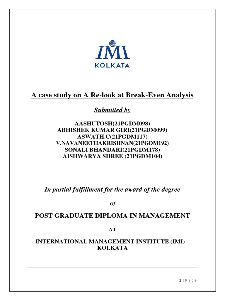 Break-Even Analysis Case Study Insights | PDF | Depreciation ...