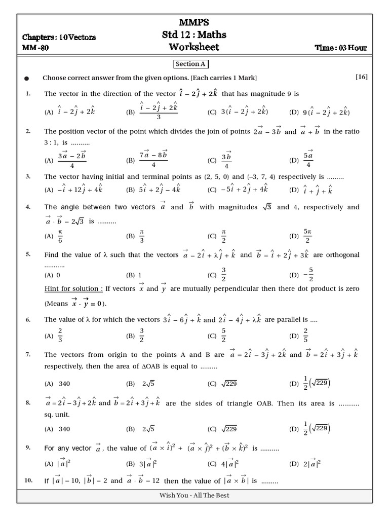 Worksheet - D08 Nov 2023 | PDF | Euclidean Vector | Euclidean Geometry