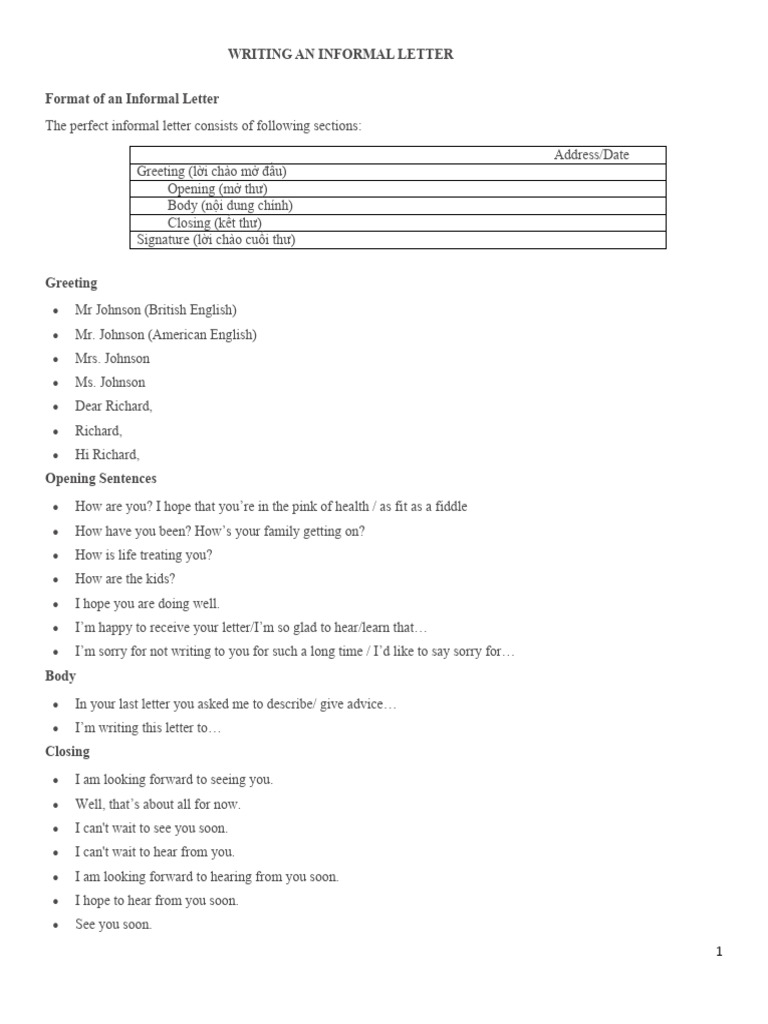 Informal Letter Writing Guide | PDF | Language Arts & Discipline