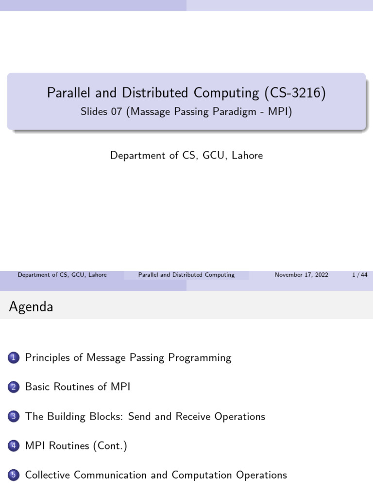 Slides 07 1 Pdf Message Passing Interface Message Passing