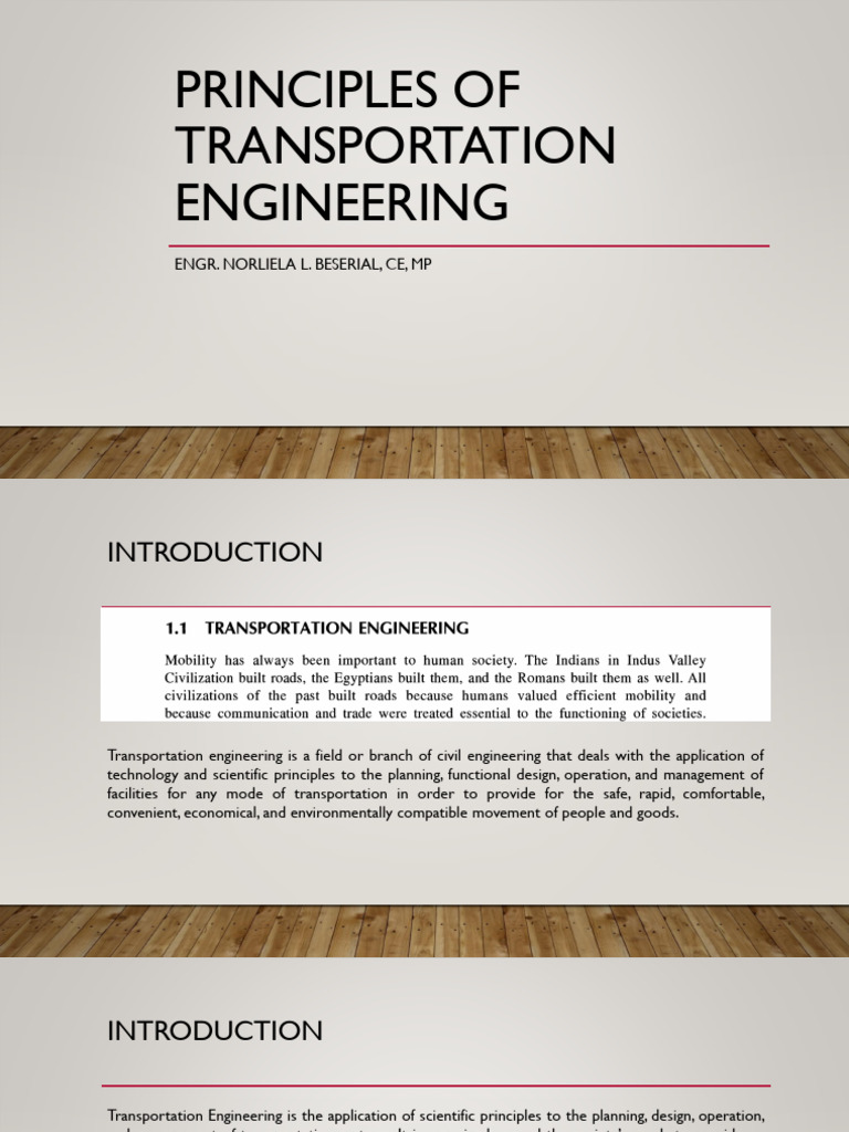 Week 1 Principles of Transportation Engineering | Download Free PDF ...