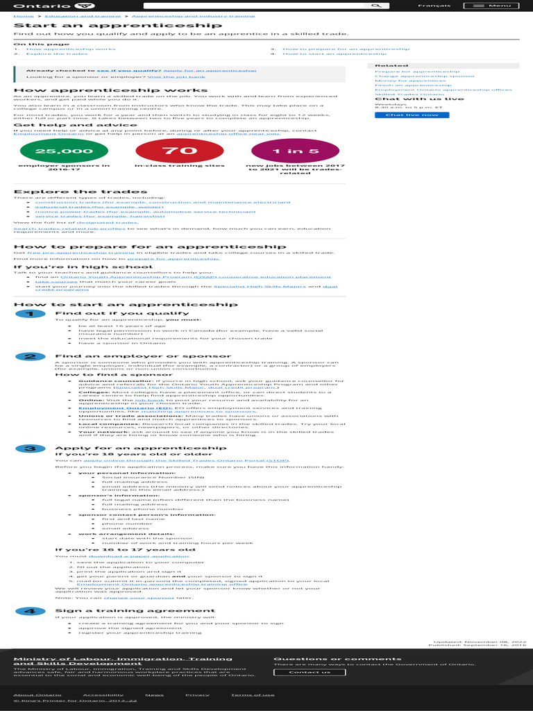 Start An Apprenticeship Ontario - Ca | PDF | Apprenticeship | Employment