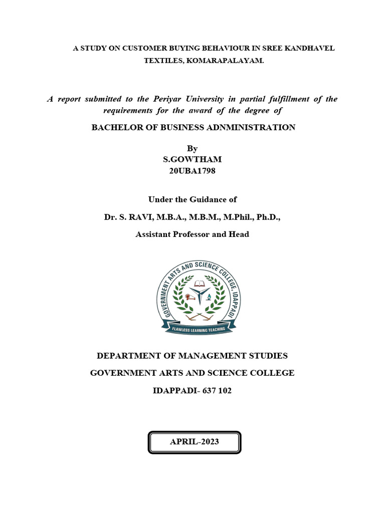 S Gowtham 20uba1798 Pdf Consumer Behaviour Loom