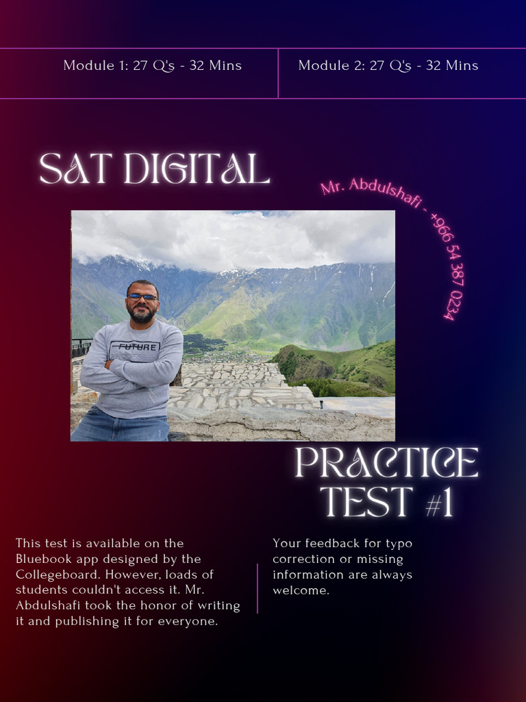Sat Digital Practice Test 1 Reading Writing Pdf Bipedalism
