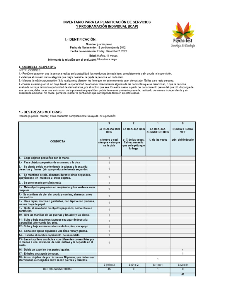Plantilla Icap + Test V4 (54) - Juanito Perez | PDF
