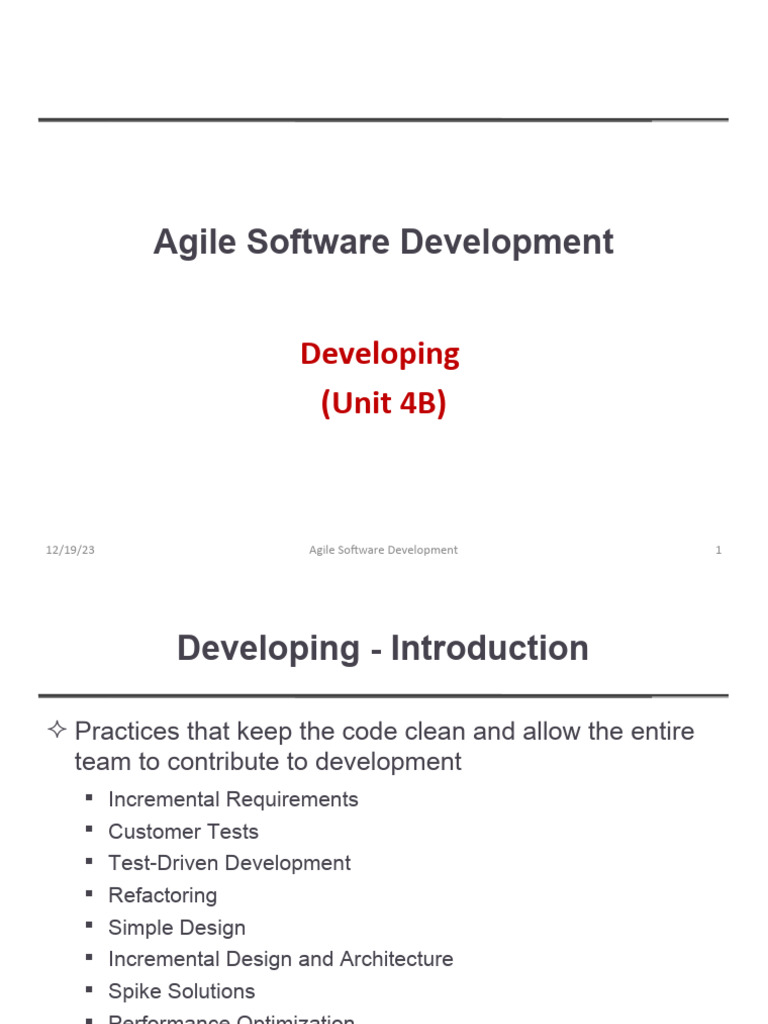 Agile SW Dev - Unit 4B | PDF | Test Driven Development | Agile Software ...