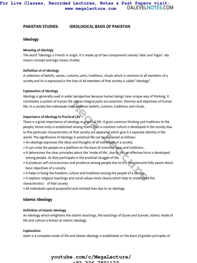 Ideological Basis Of Pakistan Pdf Two Nation Theory Muhammad Ali