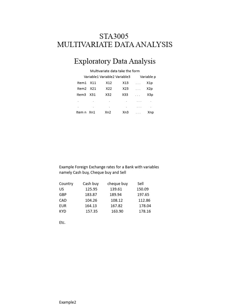 STA3005 Exploratory Data Analysis Notes | PDF | Covariance Matrix ...