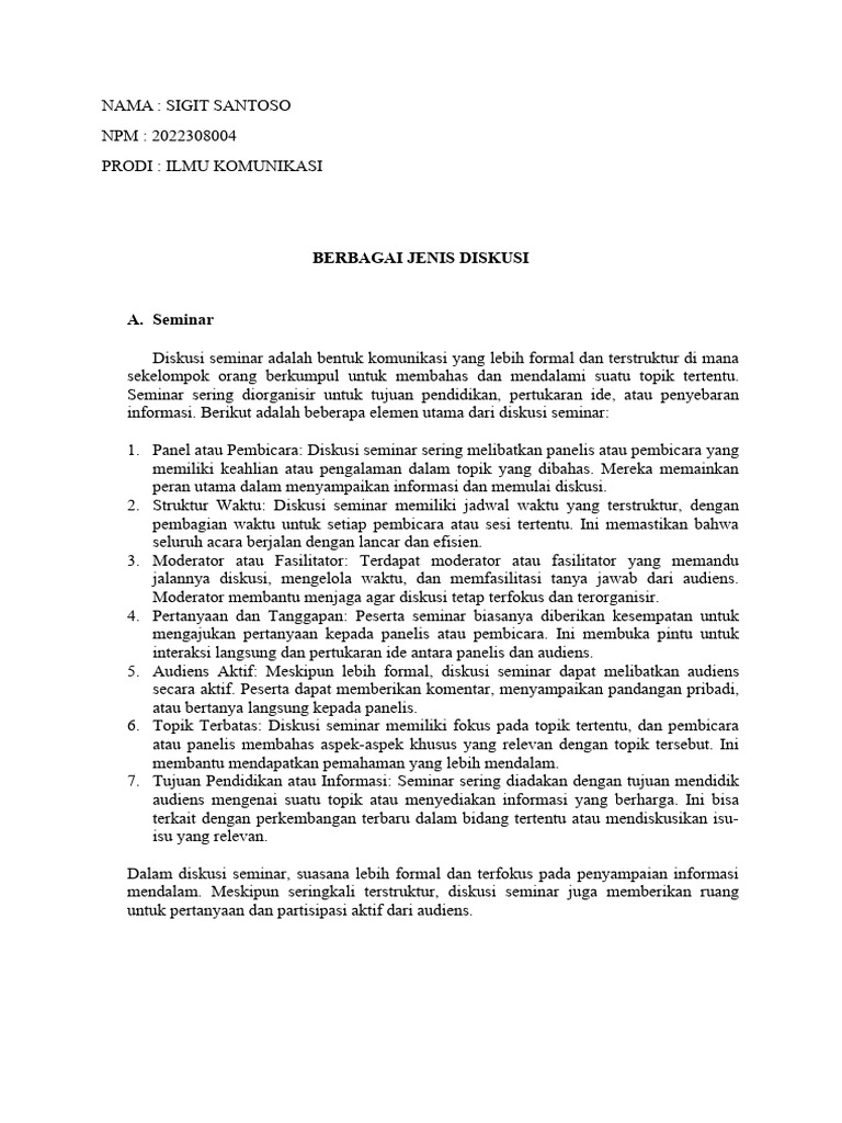 Berbagai Jenis Diskusi PDF | PDF