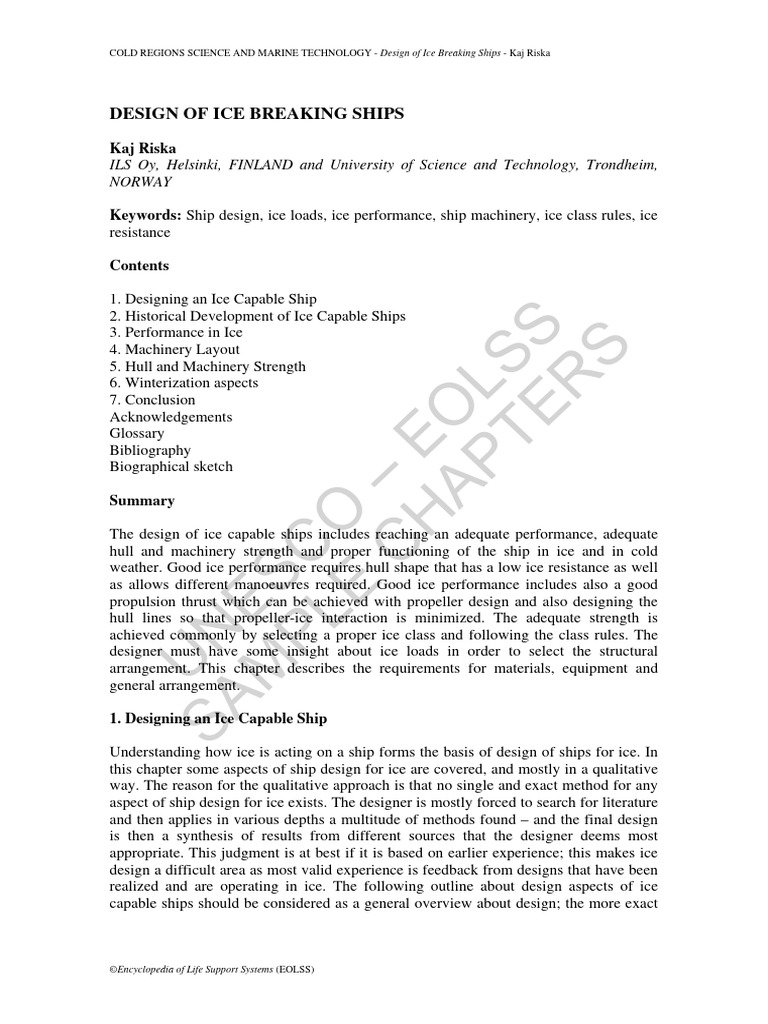 Design of Ice Breaker | PDF