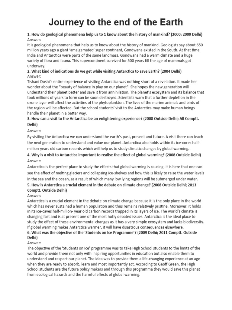 Journey To The End of The Earth | PDF | Antarctica | Climate Change