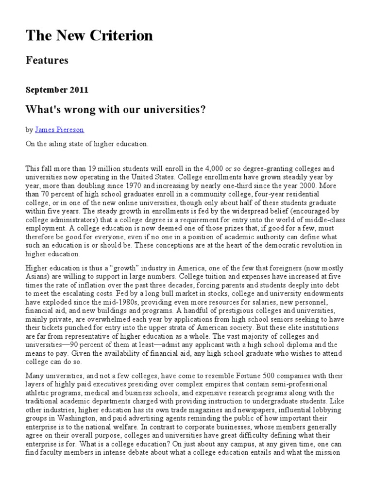 What S Wrong With Our Universities 7137 | PDF | College | University